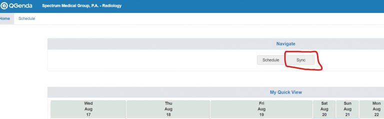 Qgenda Sync – Spectrum Radiology North